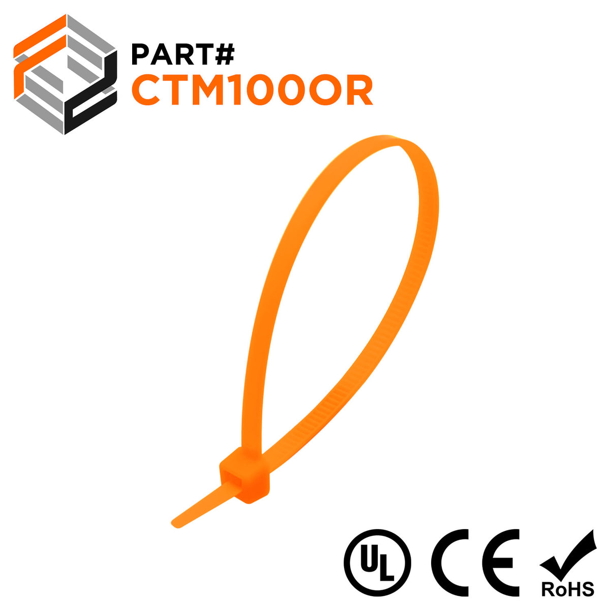 4" Miniature Cable Ties, 18-lb Tensile Strength, Orange, UL Approved ...