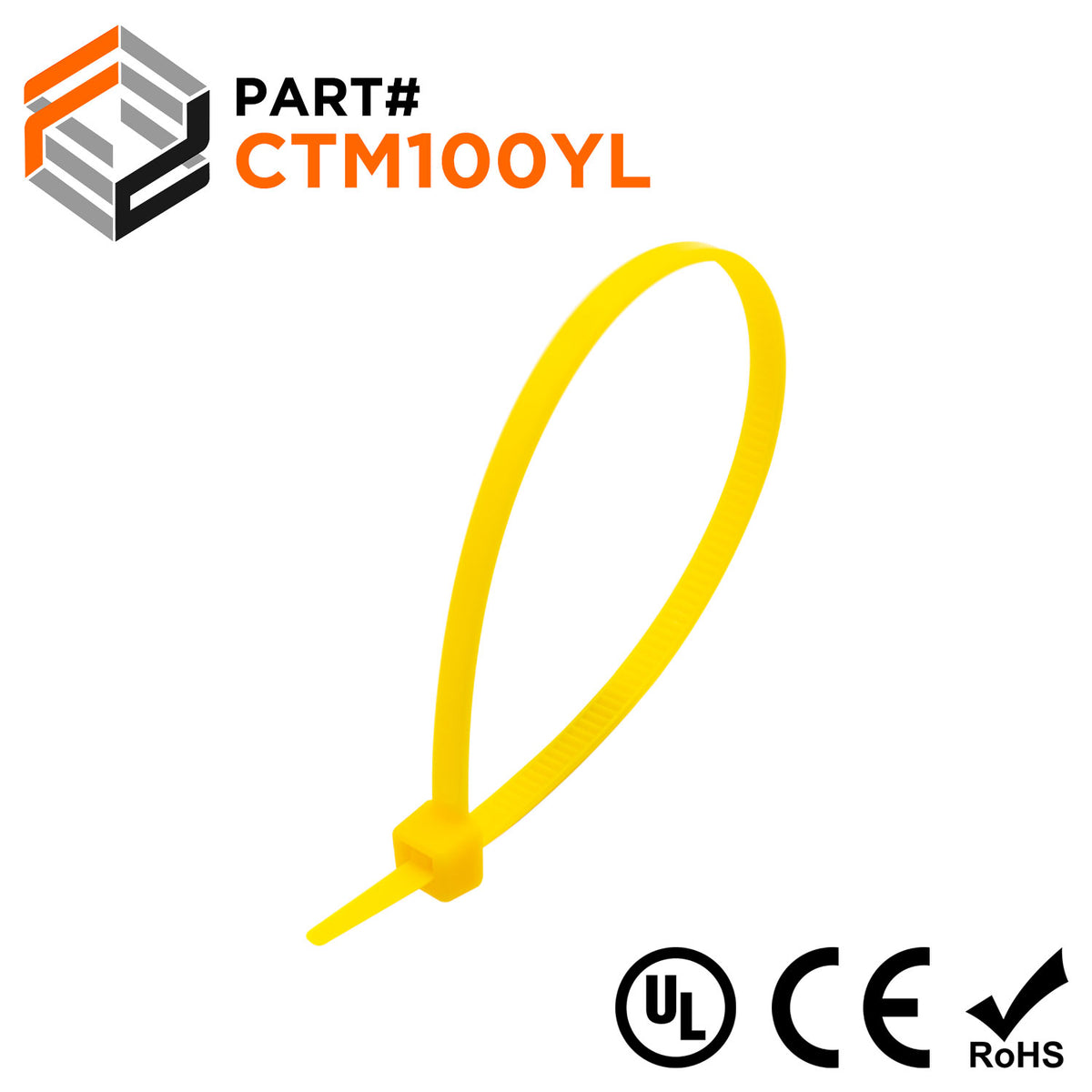 CTM100YL - 4" Miniature Cable Ties, 18-lb Tensile Strength, Yellow, UL ...