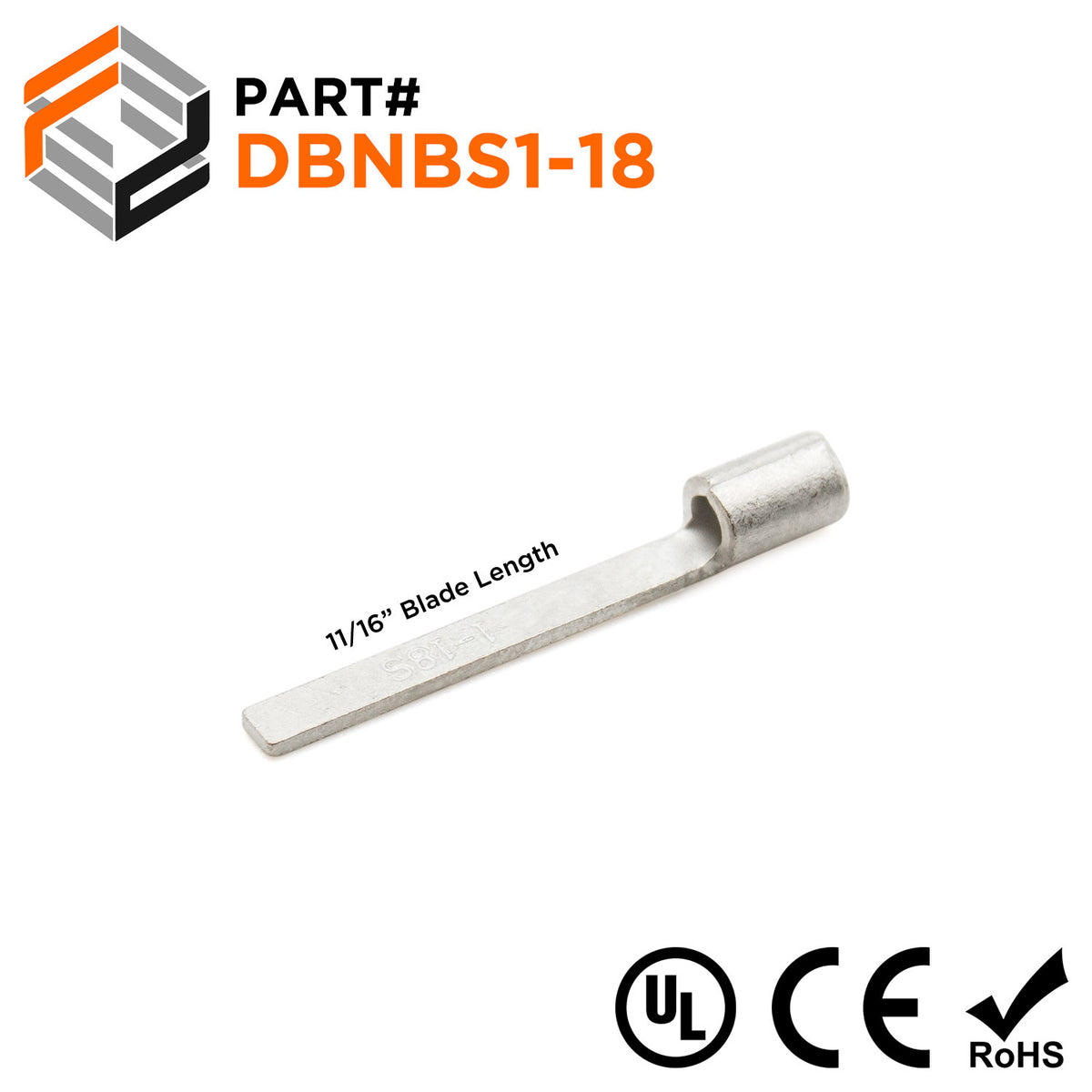 22 to 16 AWG Non Insulated Blade Terminals, 11/16" Blade Length x 0.079 ...