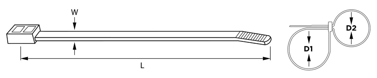 CTSDL200B - 8" Double Loop Cable Ties, Double Lock, 50-lb Tensile Strength, Black, UV Resistant ...