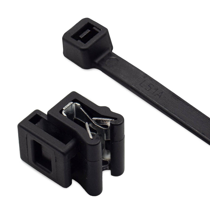 8" Standard Cable Ties with Edge Clip Mount, 50-lb Tensile, Black, UV ...