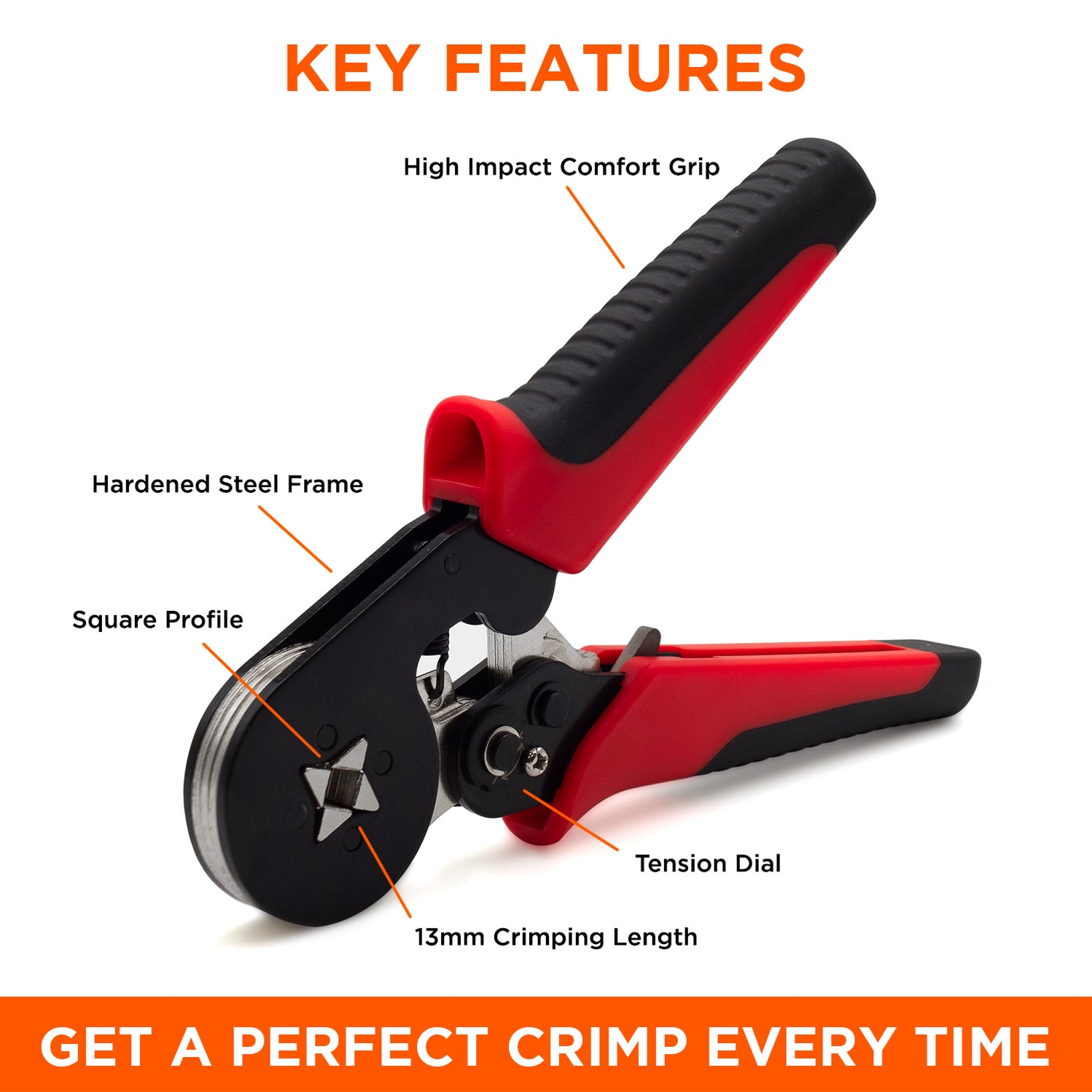 FD2810UL - 28 to 10 AWG Wire Ferrules Crimping Tool, Square Profile ...