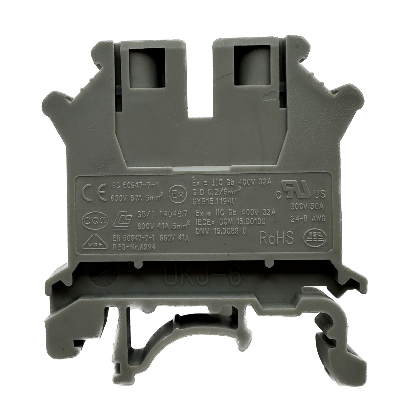 UKJ-6 - 24 to 8 AWG Screw Clamp, Feed-Thru, Terminal Block, 800v, UL ...