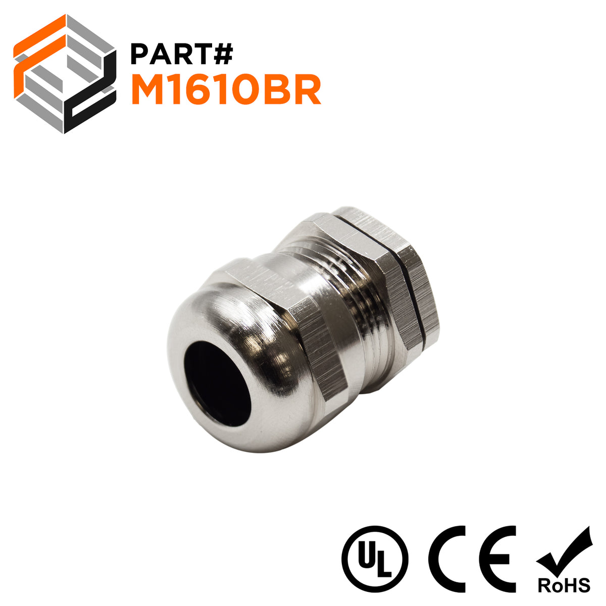 M1610BR - M16 x 1.5mm Metric Thread Plated Brass Cable Gland, Range: 3/ ...