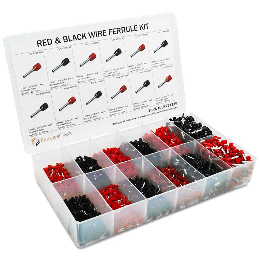 SK2212AV - 2,900-Piece Wire Ferrule Black & Red Assortment Kit, 22 to ...