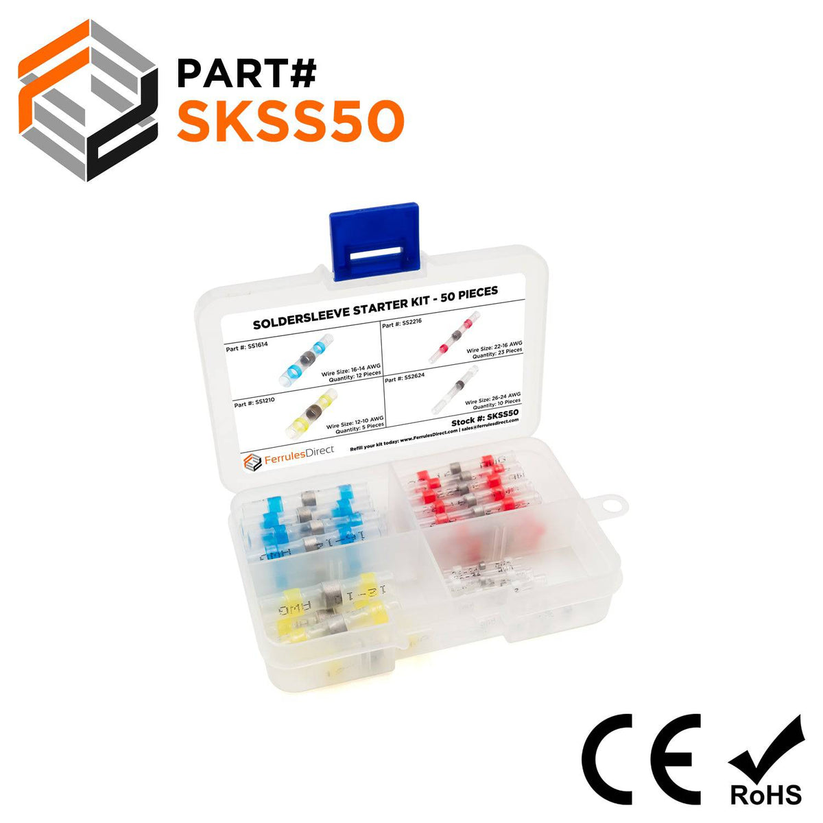SKSS50 - Solder Sleeve Mini Kit - 50 Pieces - 26-10 AWG | Ferrules Direct