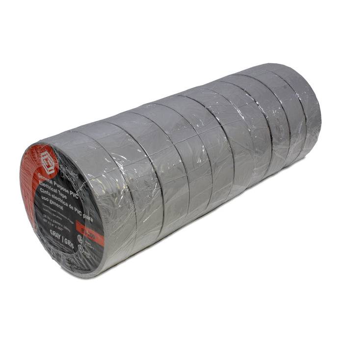 10 Pack of PVC Electrical Tape - 3/4" x 60ft - Gray | Ferrules Direct