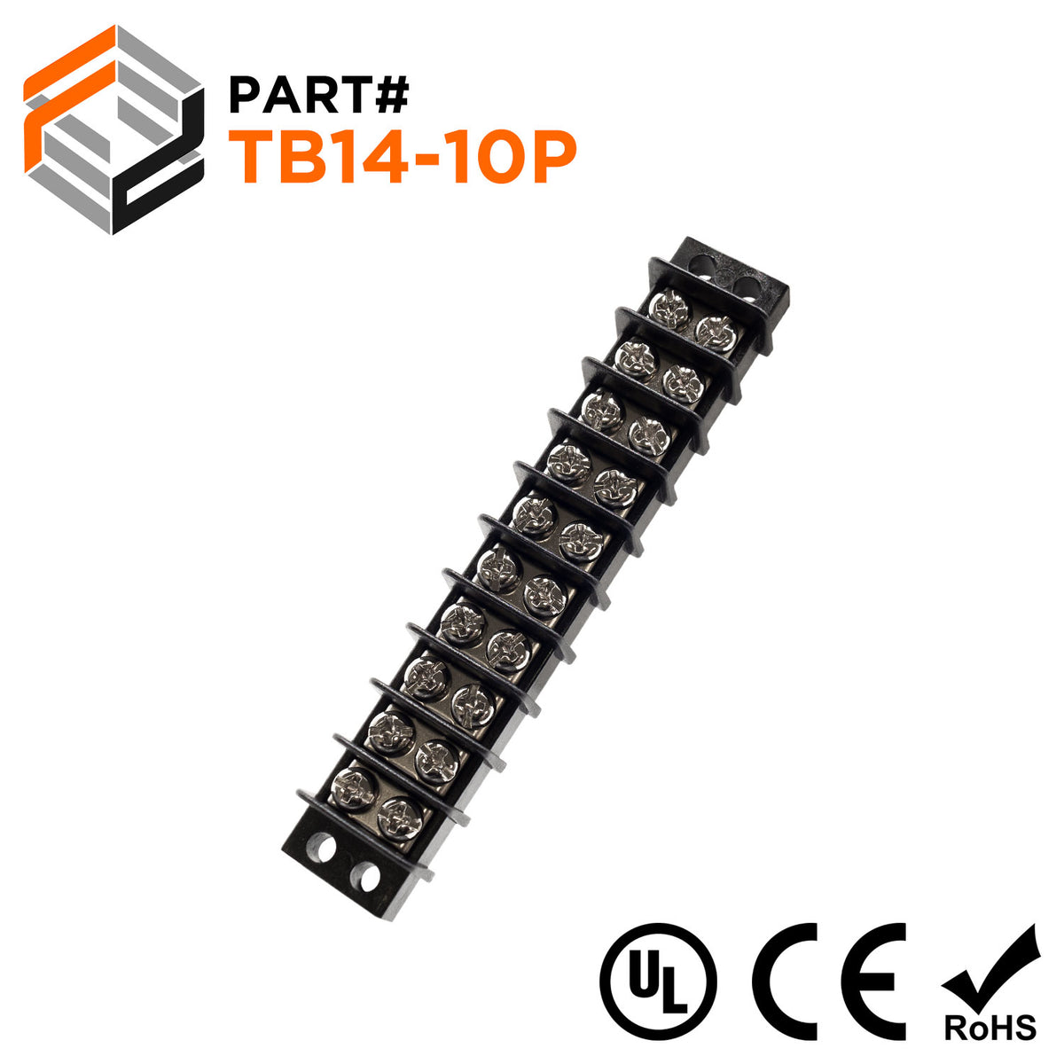 Barrier Strip Terminal Block, Terminal Strip, 10 Pole, Double Row, 15A ...