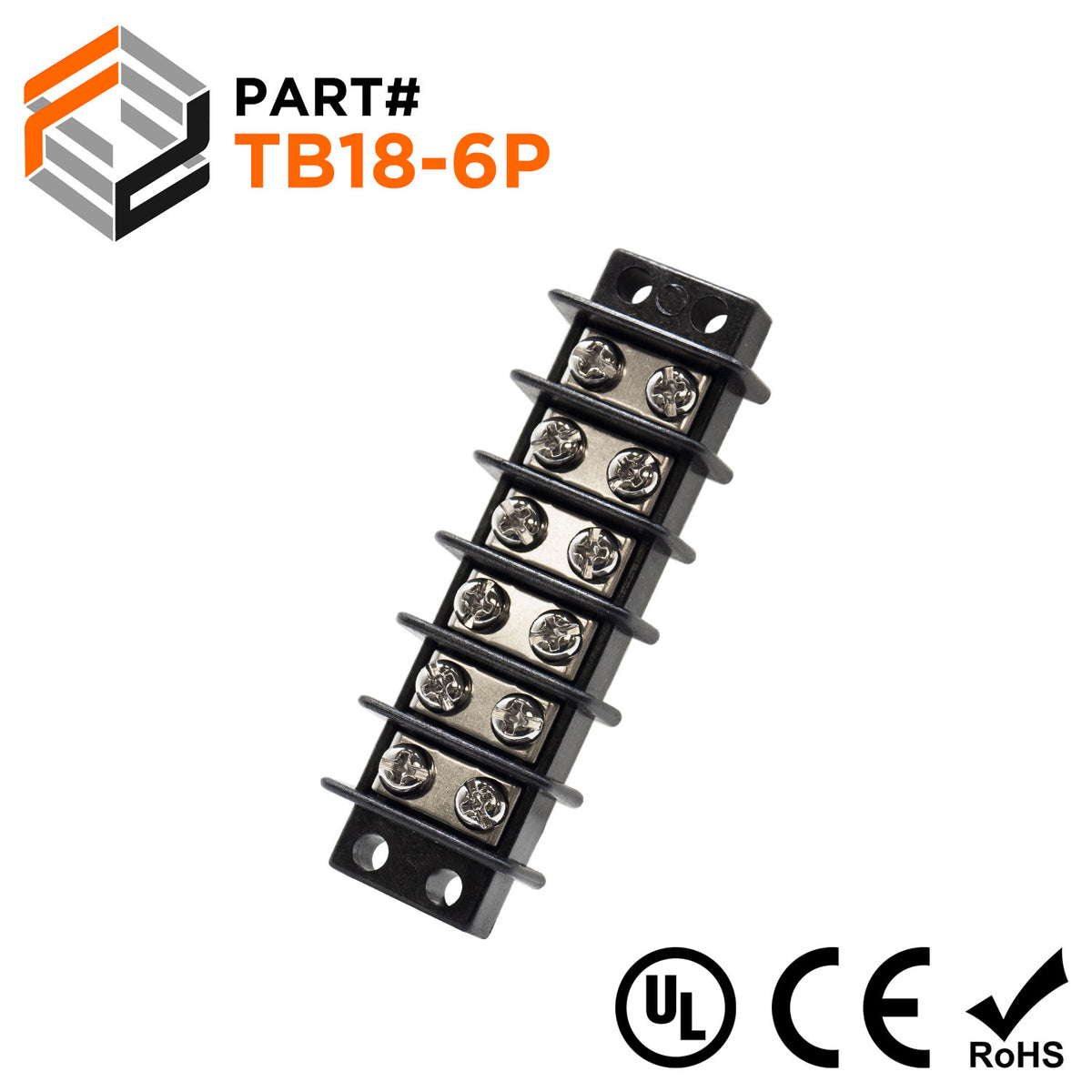 Barrier Strip Terminal Block, Terminal Strip, 6 Pole, Double Row, 20A ...