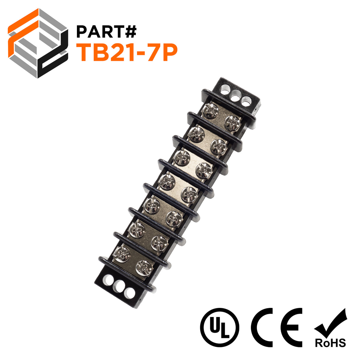 TB21-7P - Barrier Strip Terminal Block, Terminal Strip, 7 Pole, Double ...