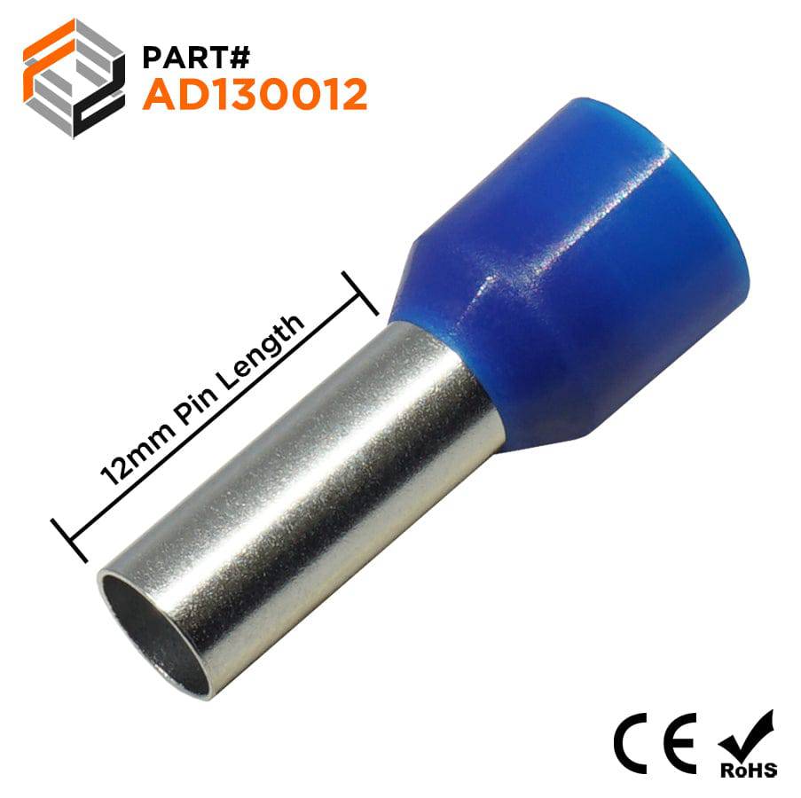 AD130012 - 6 AWG (Small Diameter) Insulated Wire Ferrules, 12mm Pin ...