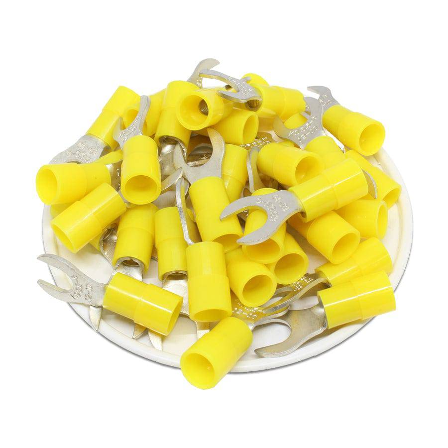 ANYB5-6 - Nylon Insulated Fork Terminals - 12-10 AWG - Yellow - 1/4 ...