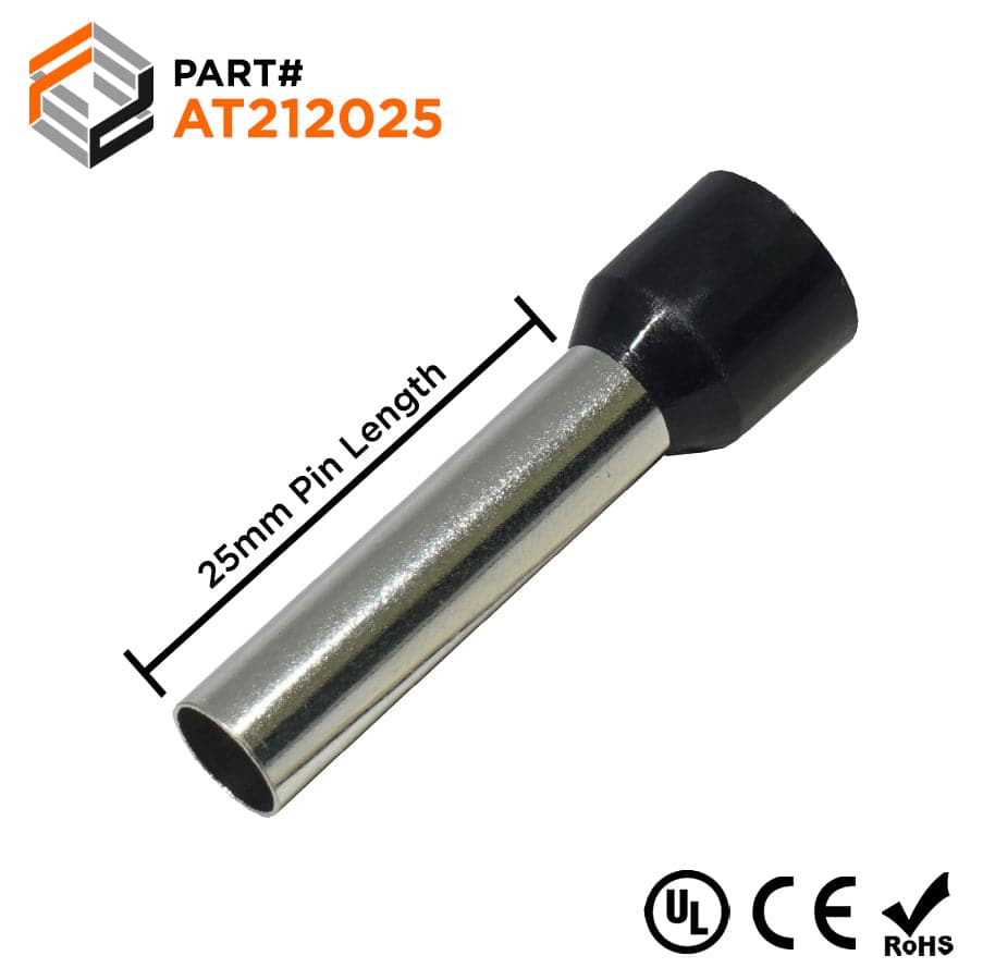 AT212025 - 4 AWG (Small Diameter) Insulated Wire Ferrules, 25mm Pin ...