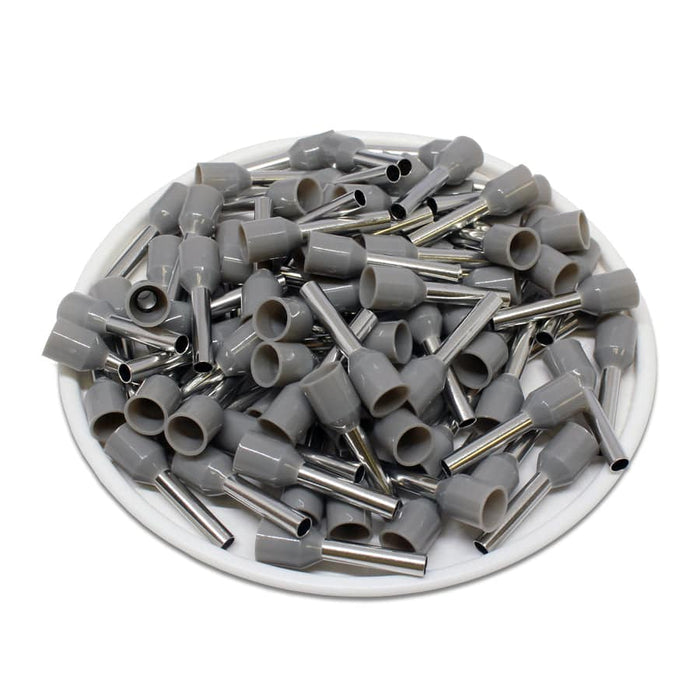 AT25012L - 14 AWG Insulated Wire Ferrules, 12mm Pin, Gray, Wide Collar ...