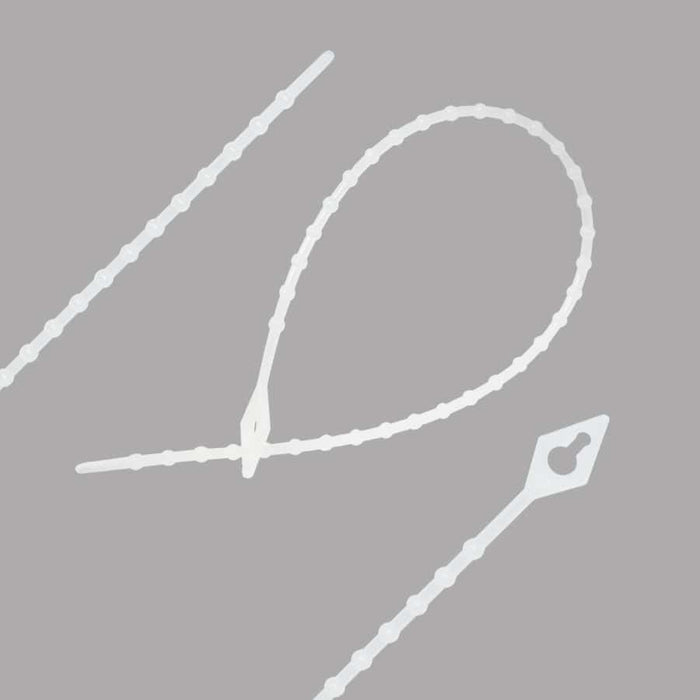 4" Miniature Beaded Nylon Reusable Cable Ties, 18-lb Tensile Strength, Natural, 100-Pack ...