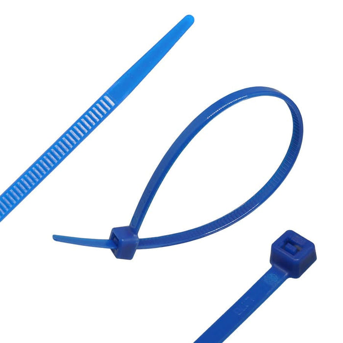 11" Standard Cable Ties, 50-lb Tensile Strength, Blue, UL Approved, 100 ...