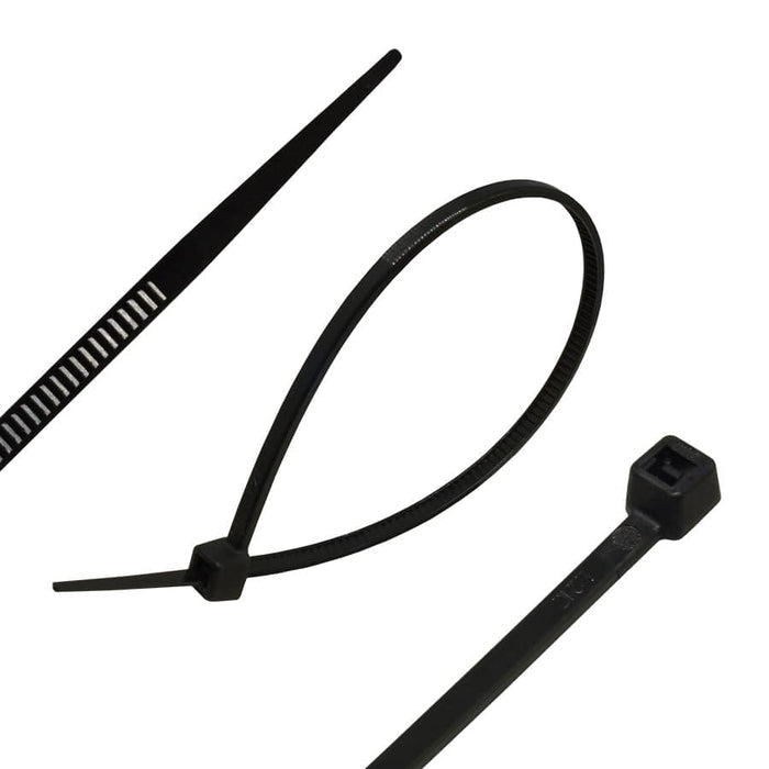 20" Standard Cable Ties, 50-lb Tensile Strength, Black, UV Resistant ...