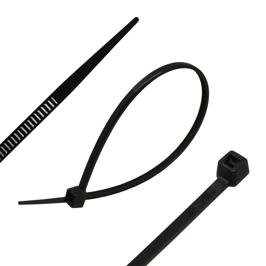 12" Standard Cable Ties, 50-lb Tensile Strength, Black, UV Resistant ...