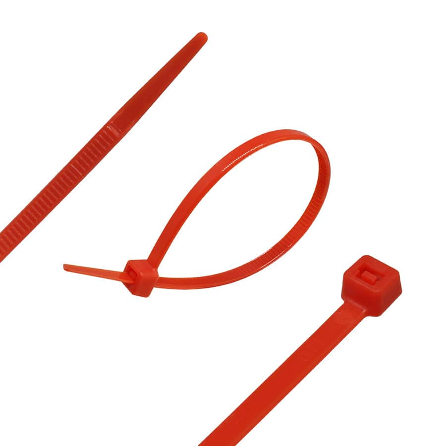 14" Standard Cable Ties, 50-lb Tensile Strength, Red, UL Approved, 100 ...