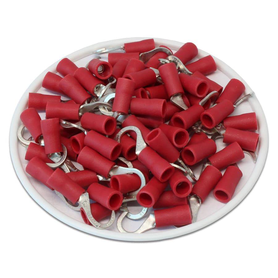 22 to 16 AWG Vinyl Insulated Hook Terminals, #10 Stud, Brazed Seam, 100 ...
