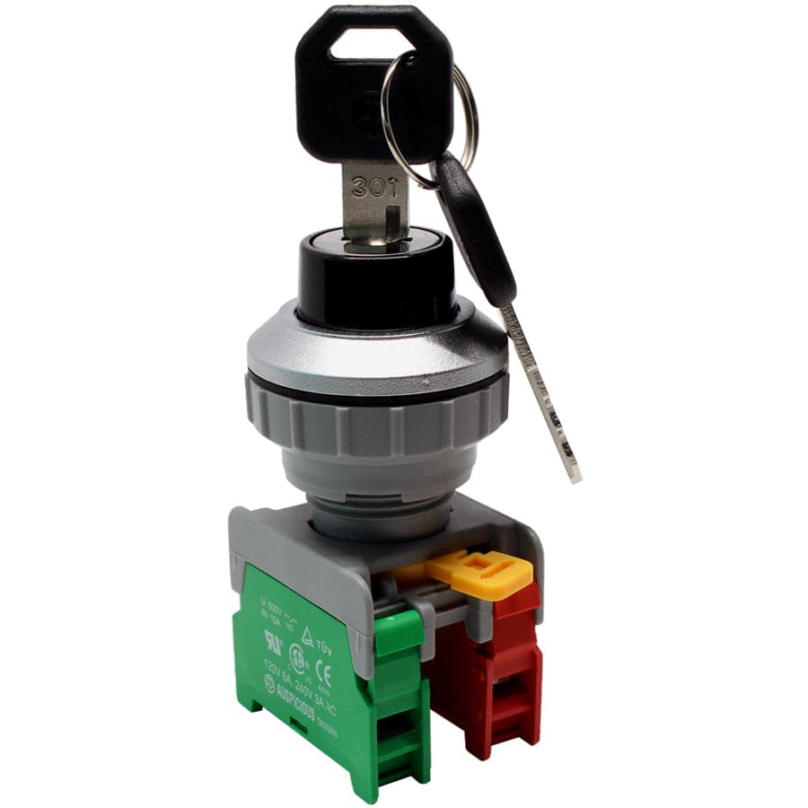 KS30-1O/C-BK - Drawable Key Switch - 2 Contact (1O/C) - 2 Positions (1 ...