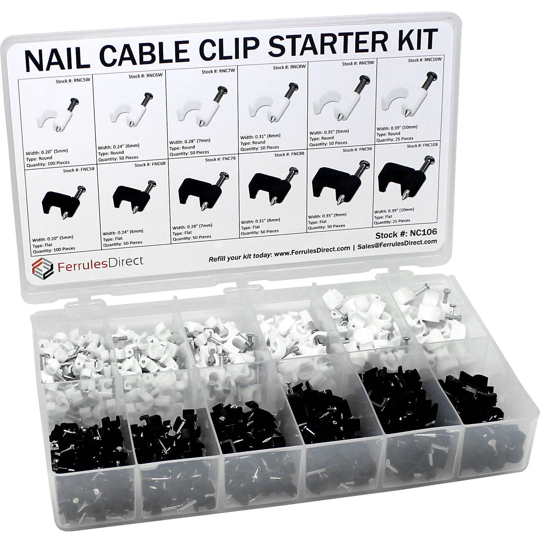 NC106 - Nail Cable Clips Kit - Round and Flat | Ferrules Direct