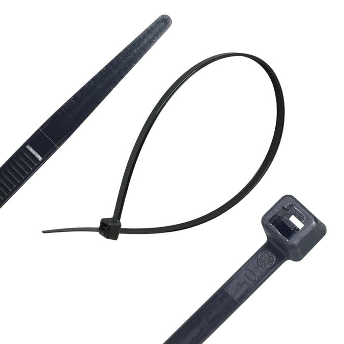 12" Polypropylene Standard Cable Ties, 30-lb Tensile Strength, Black ...