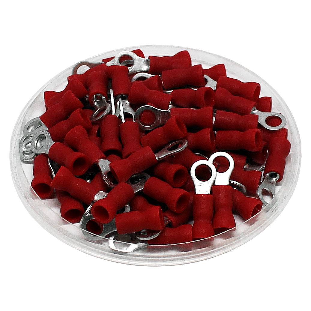 22 to 16 AWG Vinyl Insulated Easy Entry Ring Terminals, #6 Stud, Butted ...