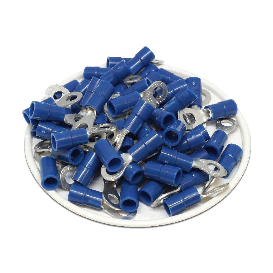 16 to 14 AWG Vinyl Insulated Molded Easy Entry Ring Terminals, #8 Stud ...