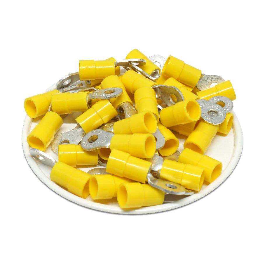 12 to 10 AWG Vinyl Insulated Molded Easy Entry Ring Terminals, #6 Stud ...