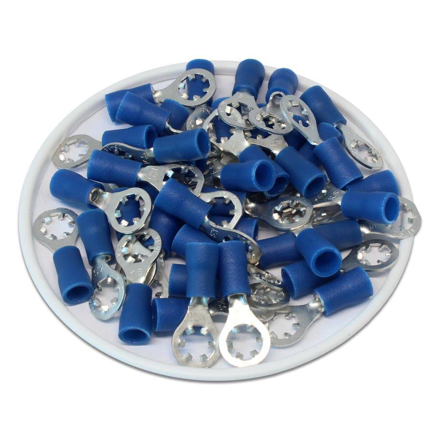 16 to 14 AWG Vinyl Insulated Star Ring Terminals, #8 Stud, UL Approved ...