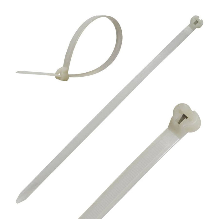 12" Metal Tooth Nylon Cable Ties, 120-lb Tensile Strength, Natural, 100 ...