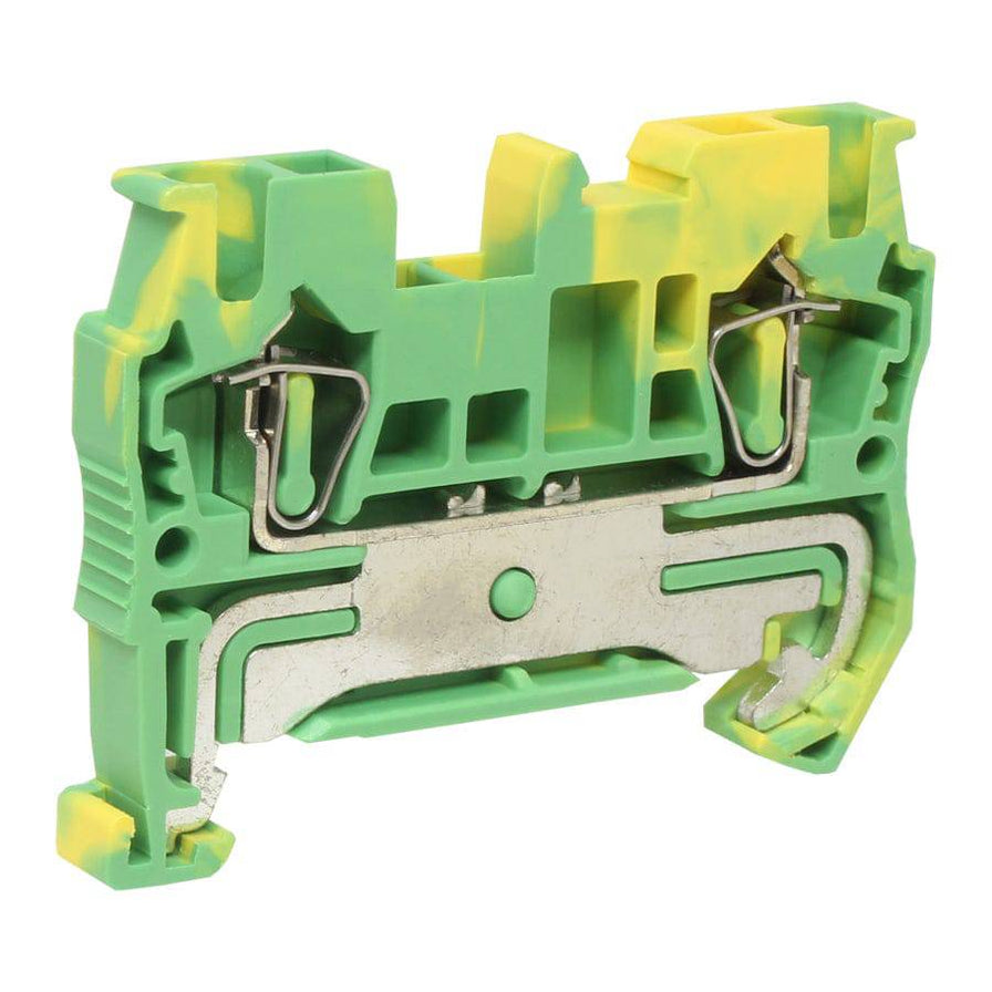 UJ5-2.5JD - 24 to 12 AWG, Spring Cage Terminal Block, UL Approved, Yellow-Green | Ferrules Direct